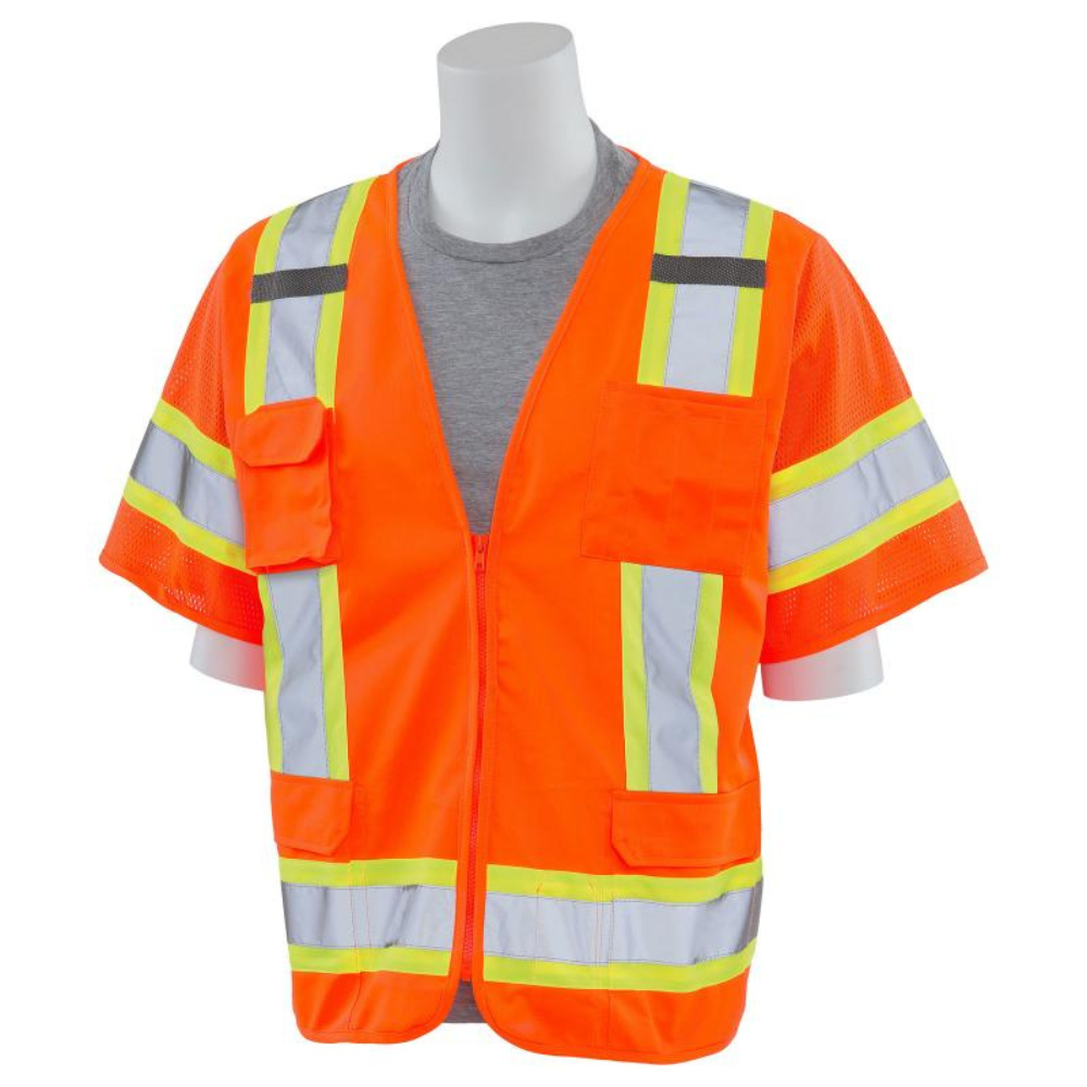 ERB Safety S680 Vest w/ Solid Front Mesh Back Reflective Tape (Orange)