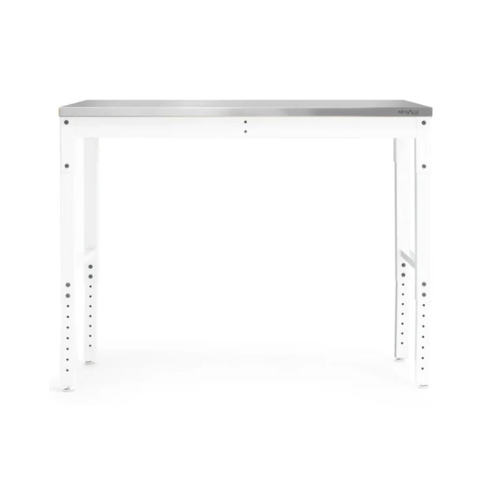 NewAge Products Pro Series Adjustable Height Workbench White Stainless ...