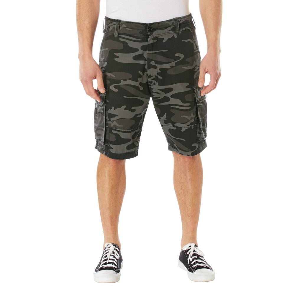 Rothco Vintage Camo Paratrooper Cargo Shorts (Black Camo)